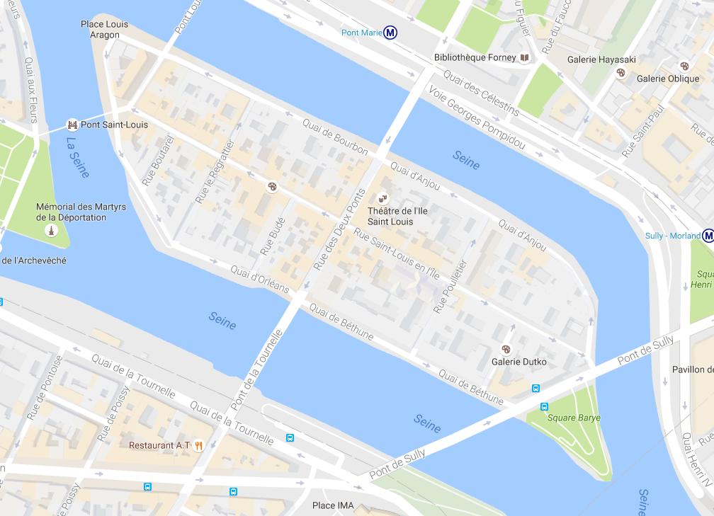 The Île Saint-Louis map - Map of The Île Saint-Louis (France)