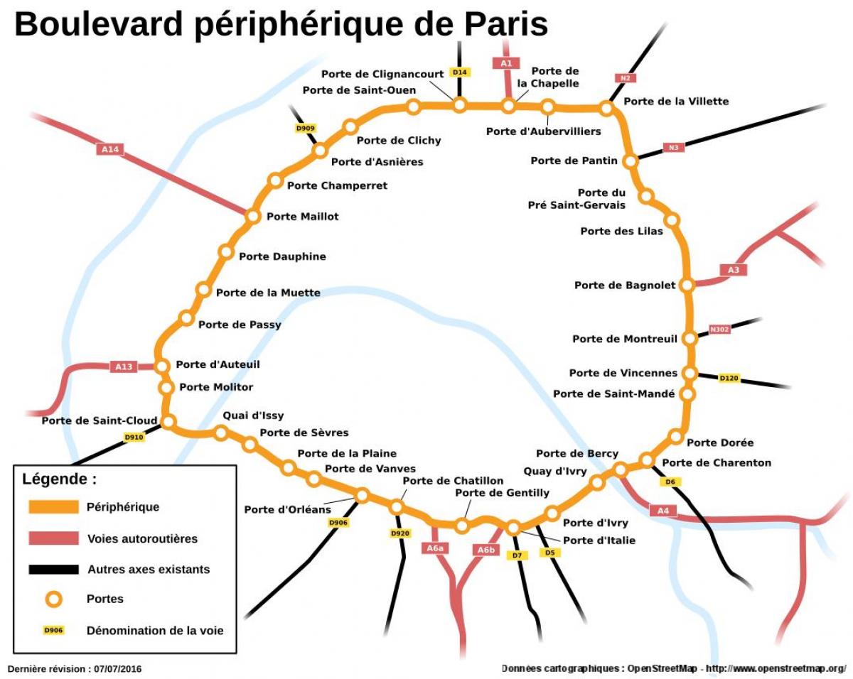 Boulevard Périphérique map - Map of Boulevard Périphérique (France)
